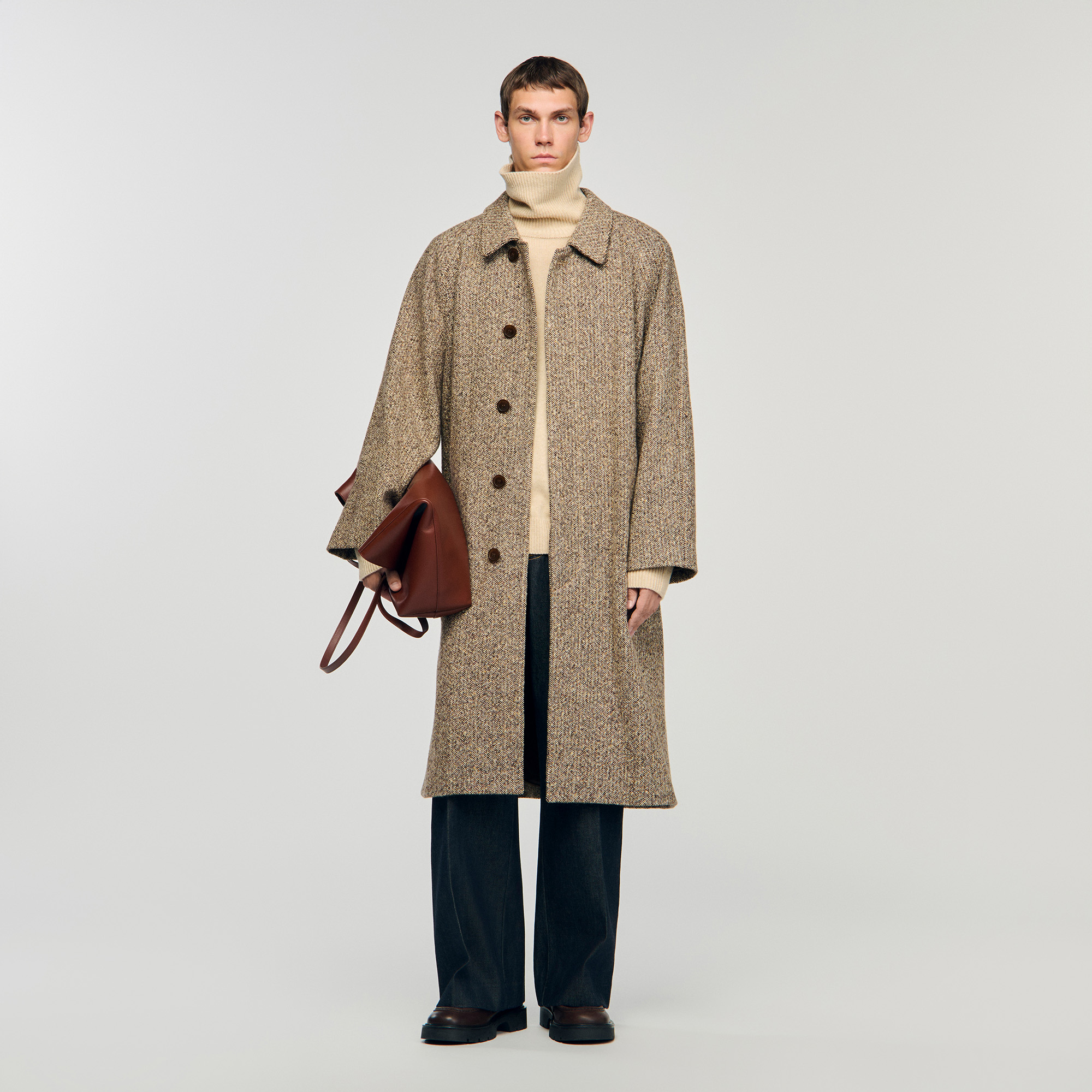 Oversized wollen jas bruin voor heren | Sandro Paris